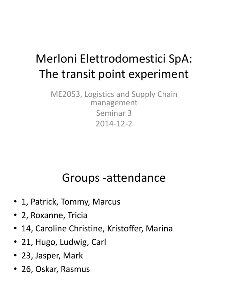 Merloni Elettrodomestici Spa: The Transit Point Experiment | Download ...