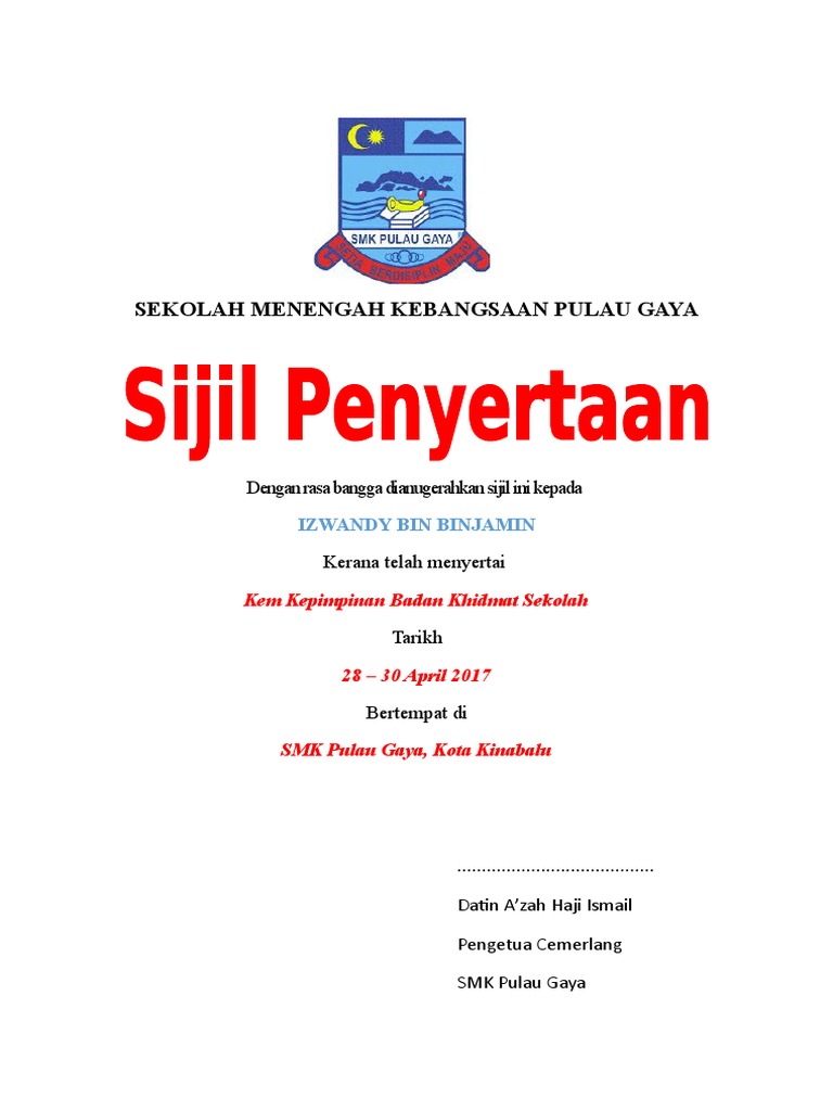 Template Sijil Pibg | PDF