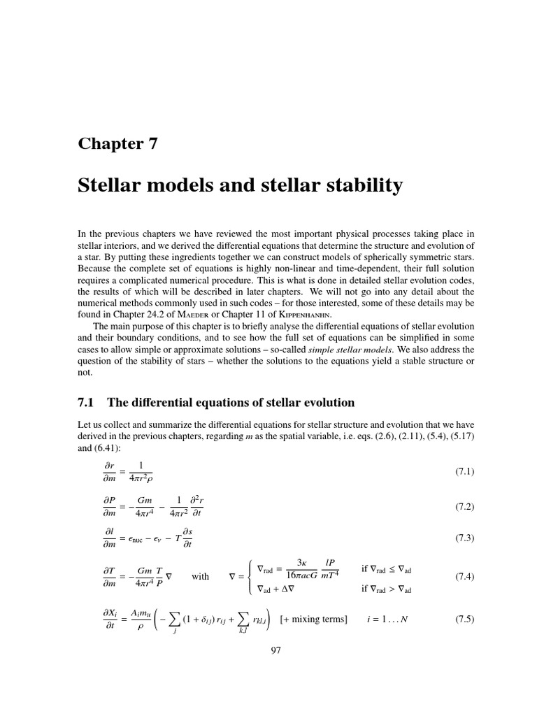 Stellar Models and Stellar Stability: 7.1 The Di | PDF | Stars ...