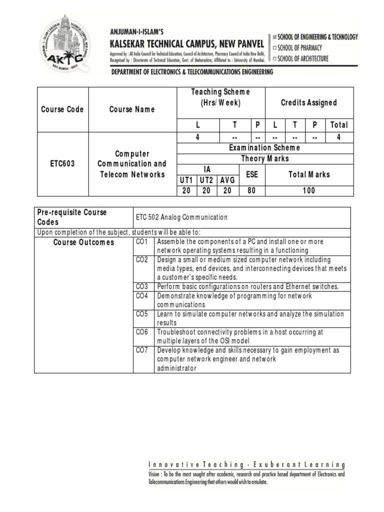 Computer Communication and Telecom Networks Syllabus | PDF ...