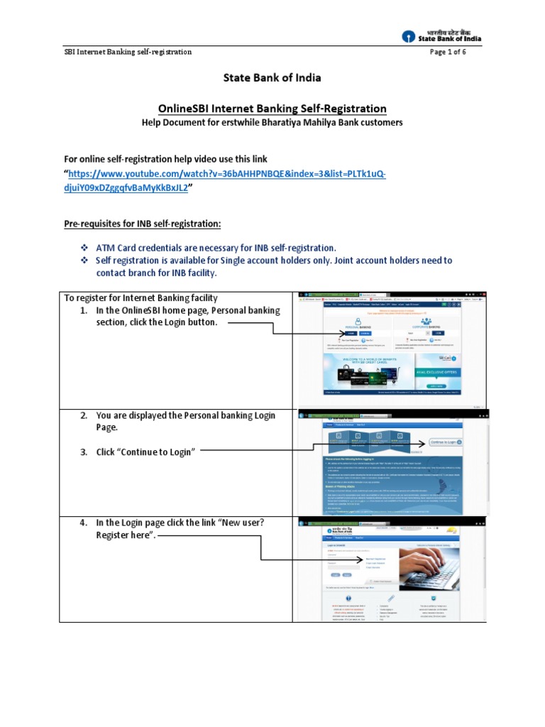State Bank of India Onlinesbi Internet Banking Self-Registration | PDF ...