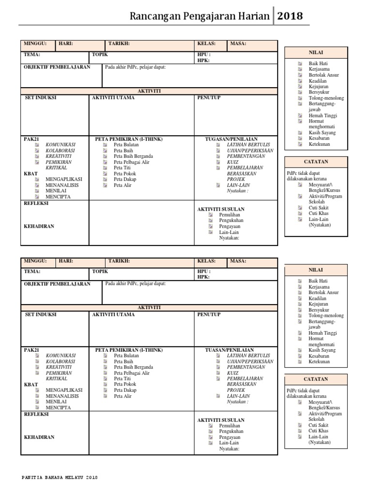 Template RPH BM Pak 21 | PDF
