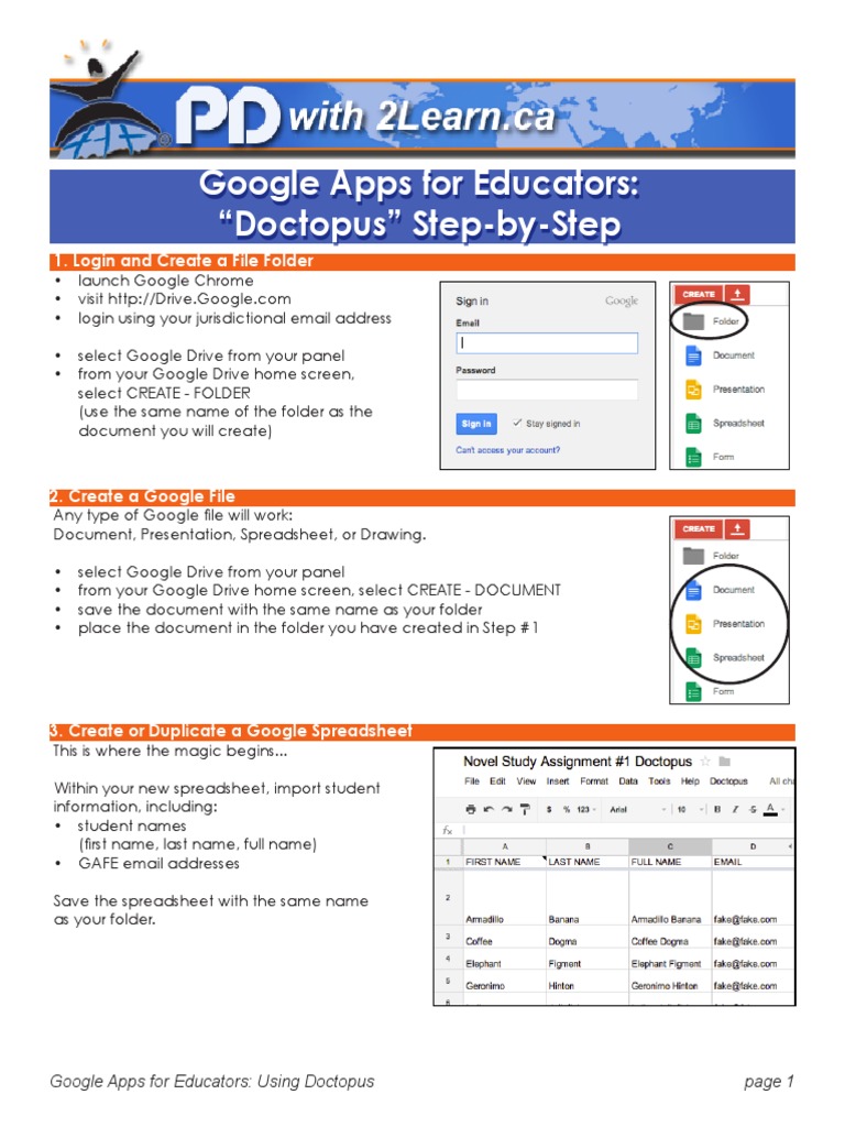 Google Apps For Educators: "Doctopus" Step-by-Step: 1. Login and Create ...