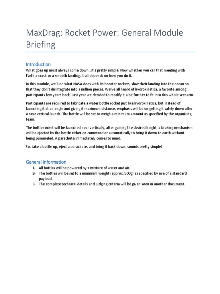 Maxdrag: Rocket Power: General Module Briefing | PDF