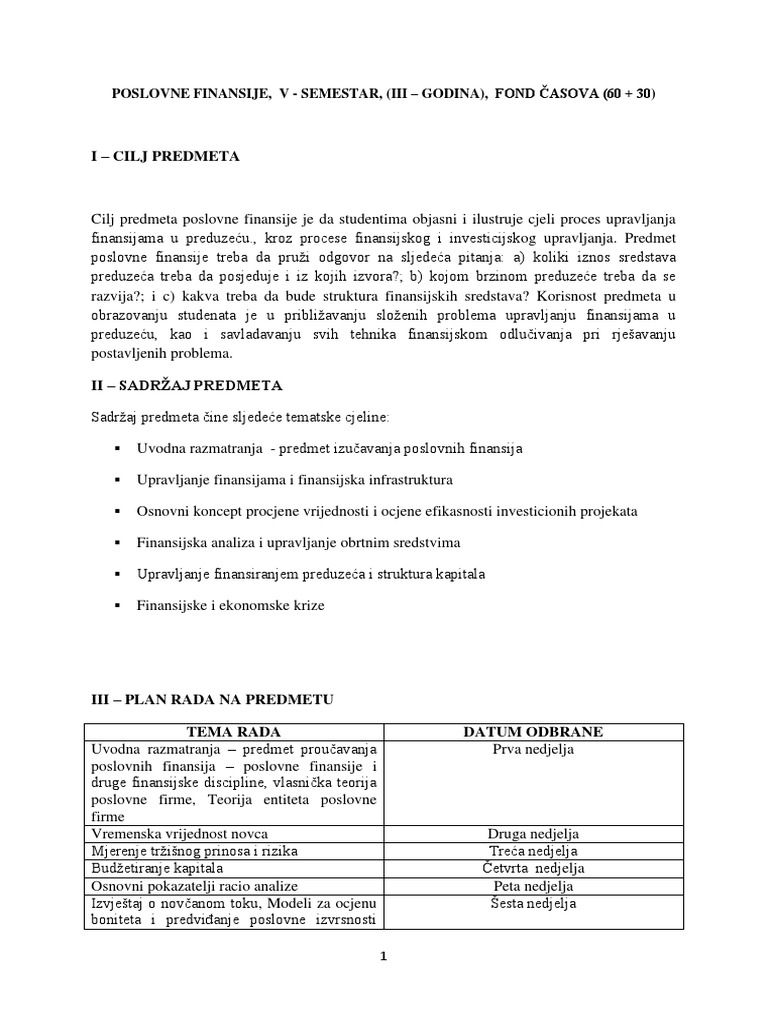 Informacioni Paket Poslovne Finansije 2016 - 2017 | PDF