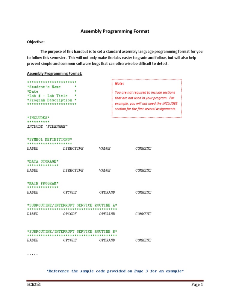 Assembly Programming Format | PDF | Subroutine | Assembly Language