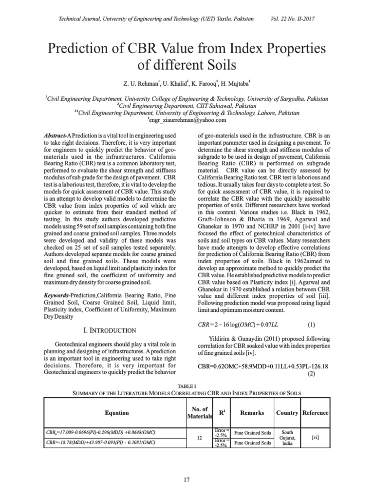 3-Prediction of CBR Value From Index Properties of Different Soils ...