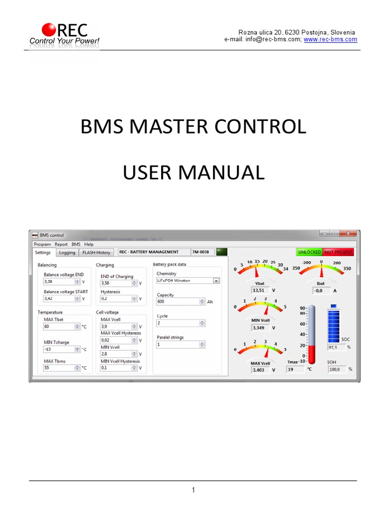 REC BMS UserManualControlSoftware | PDF | Installation (Computer Programs) | Battery (Electricity)
