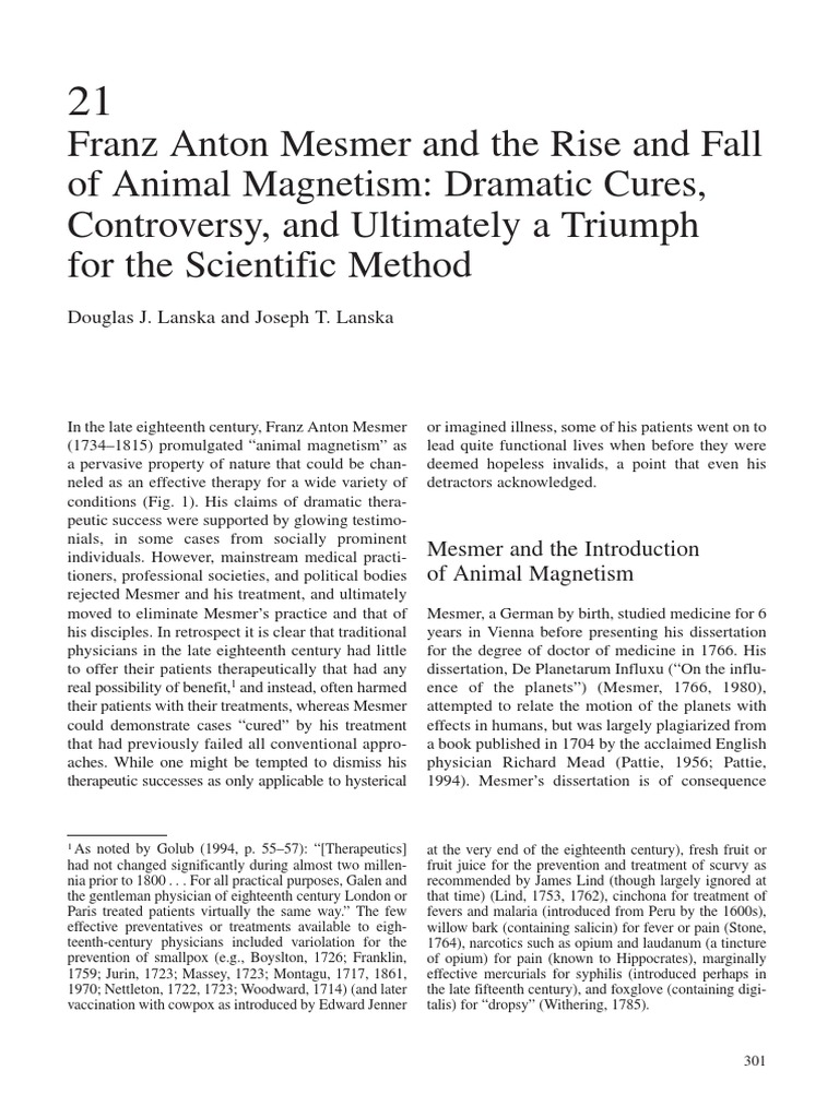 Mesmer and The Rise and Fall of Animal Magnetism | PDF | Medicine ...