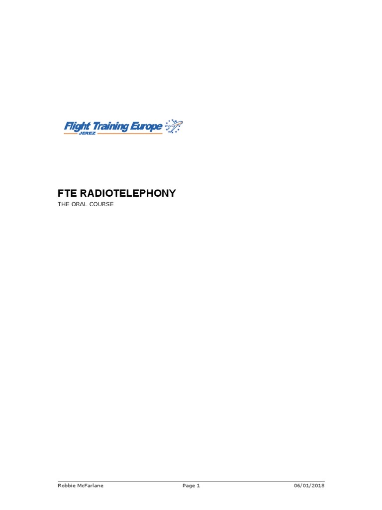 Fte Radiotelephony: The Oral Course | PDF | Air Traffic Control ...