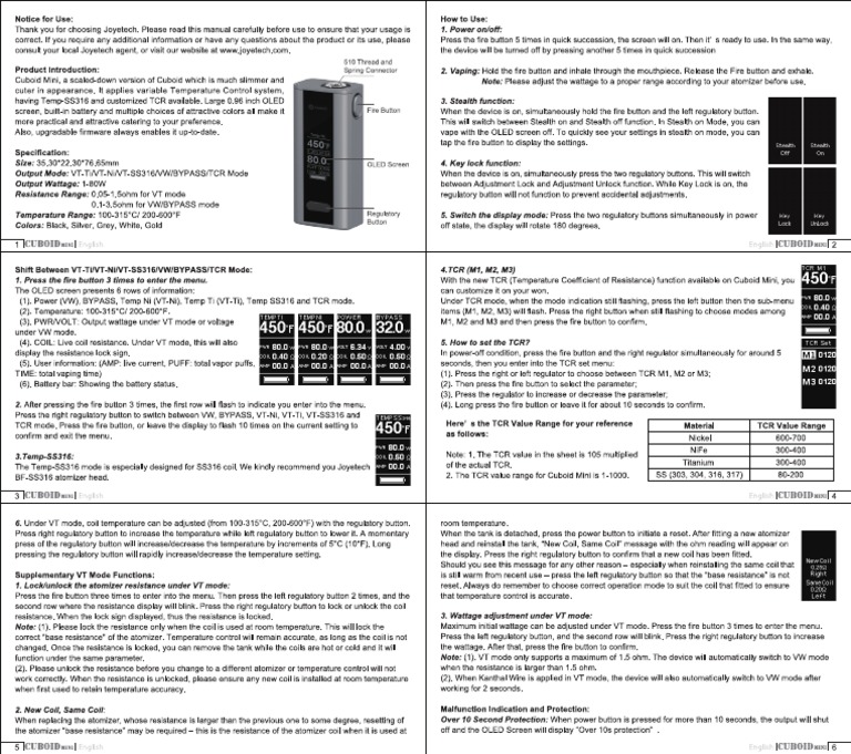 Cuboid Mini Manual PDF | PDF