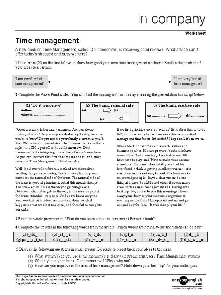 IC0162S.time Management | PDF | Time Management | Professional Skills