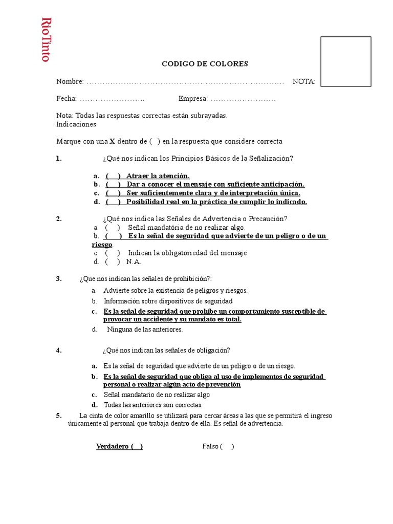 Examen Codigo de Colores Resuelto | PDF | Color | Science