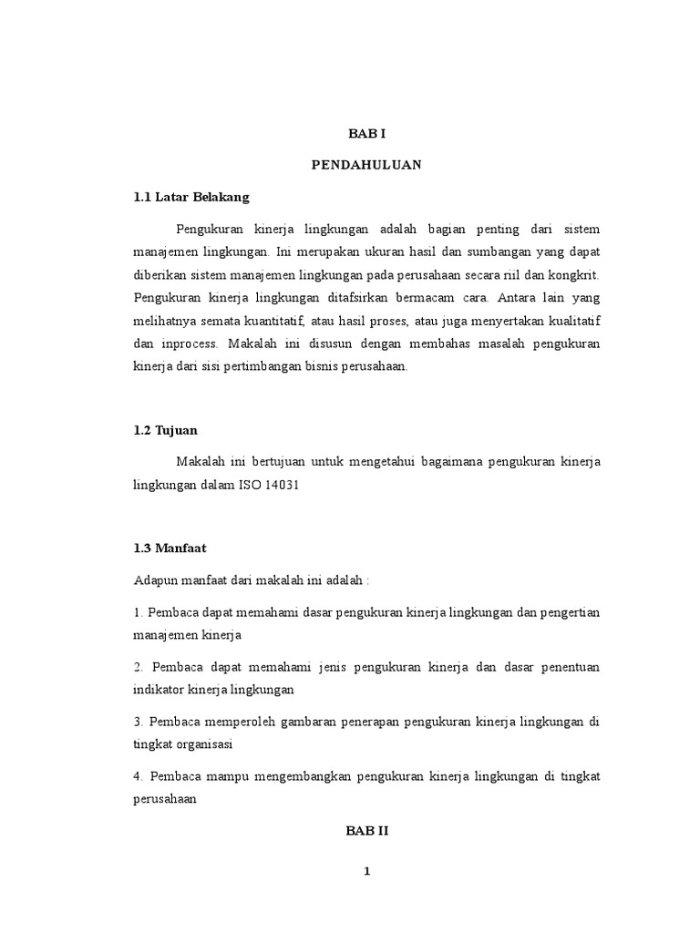 Pengukuran Kinerja Lingkungan ISO 14031 | PDF