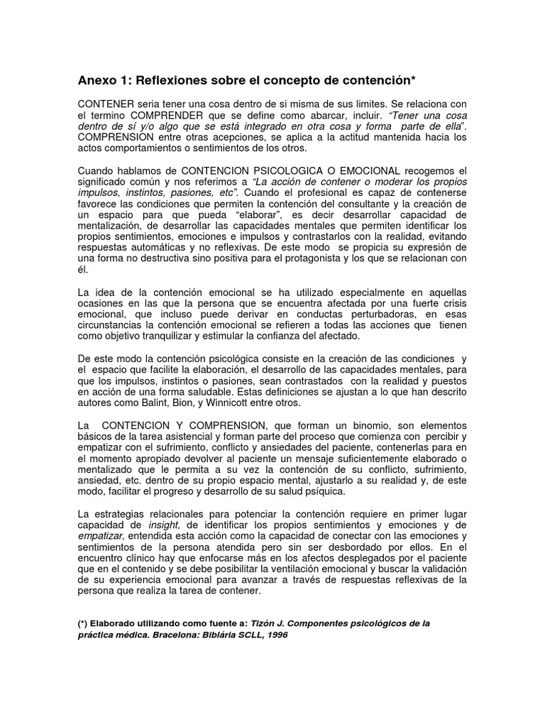 Anexo 1 Concepto de Contención | PDF | Las emociones | Metafísica