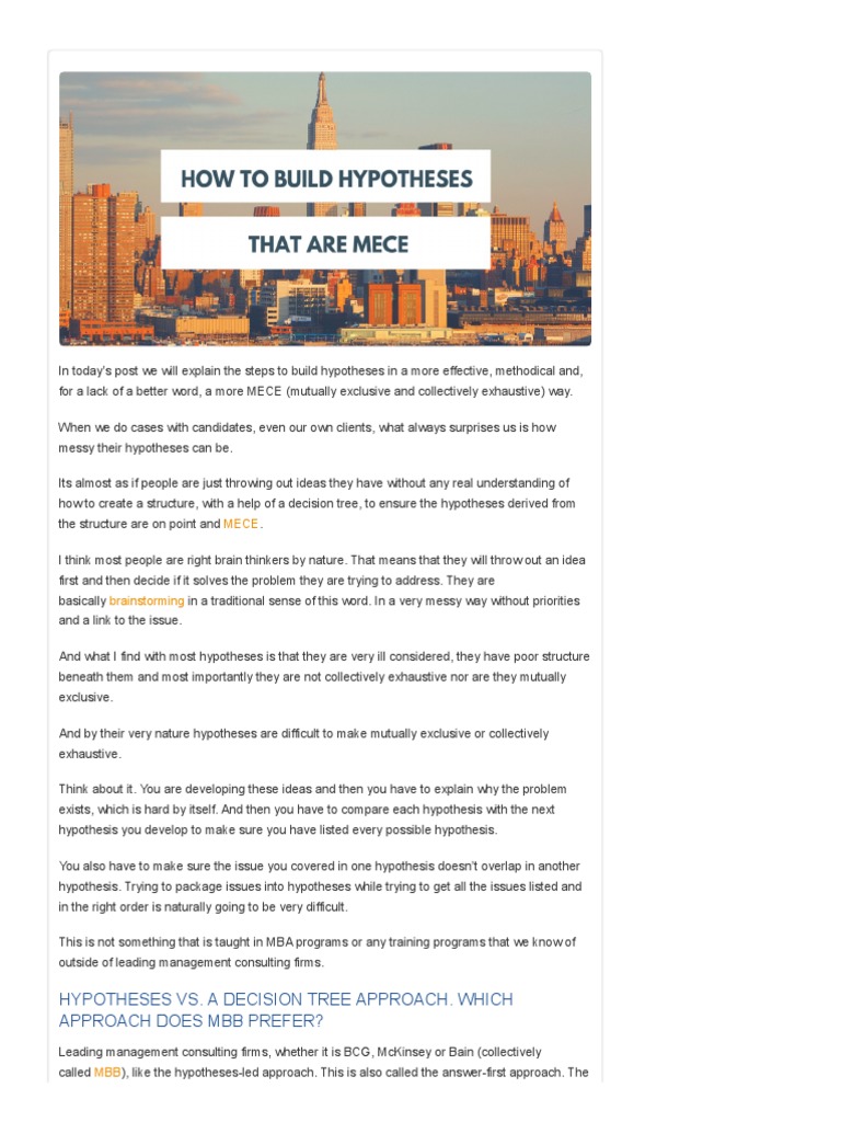 Build MECE Hypotheses with Decision Trees | PDF | Hypothesis ...
