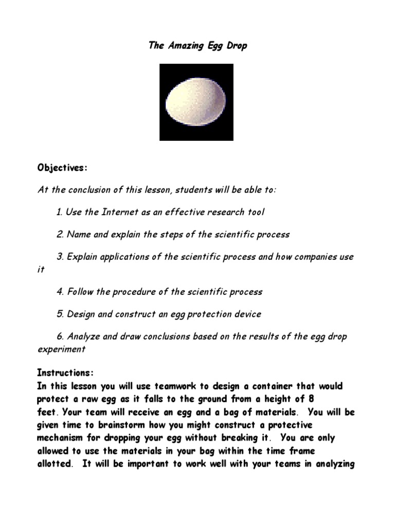 The Amazing Egg Drop | PDF | Scientific Method | Prediction
