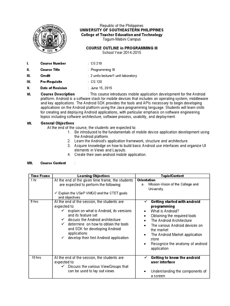 Cs Cs 210 Programming 3 Pdf Android Operating System User