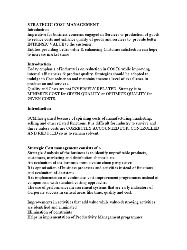Strategic Cost Management | PDF | Strategic Management | Value Chain