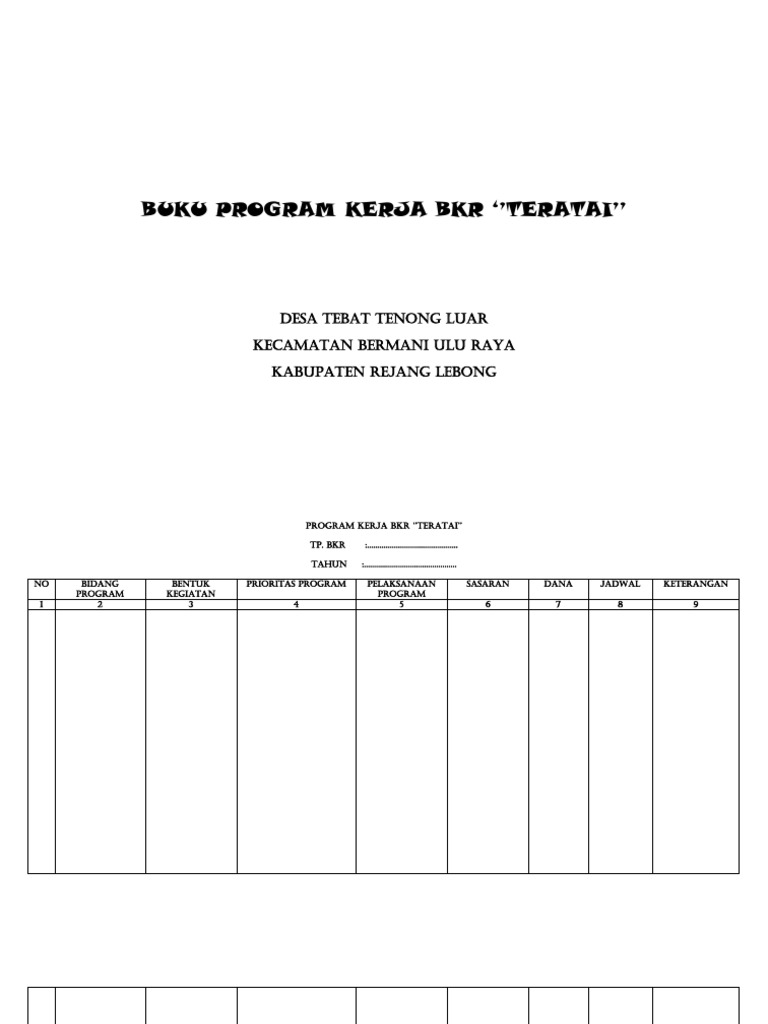 Buku Program Kerja BKR | PDF