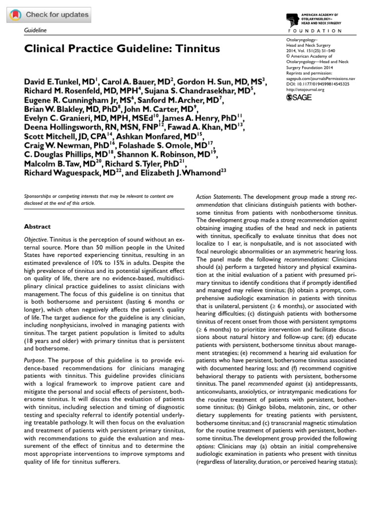 Tinnitus Guideline | PDF | Tinnitus | Evidence Based Medicine
