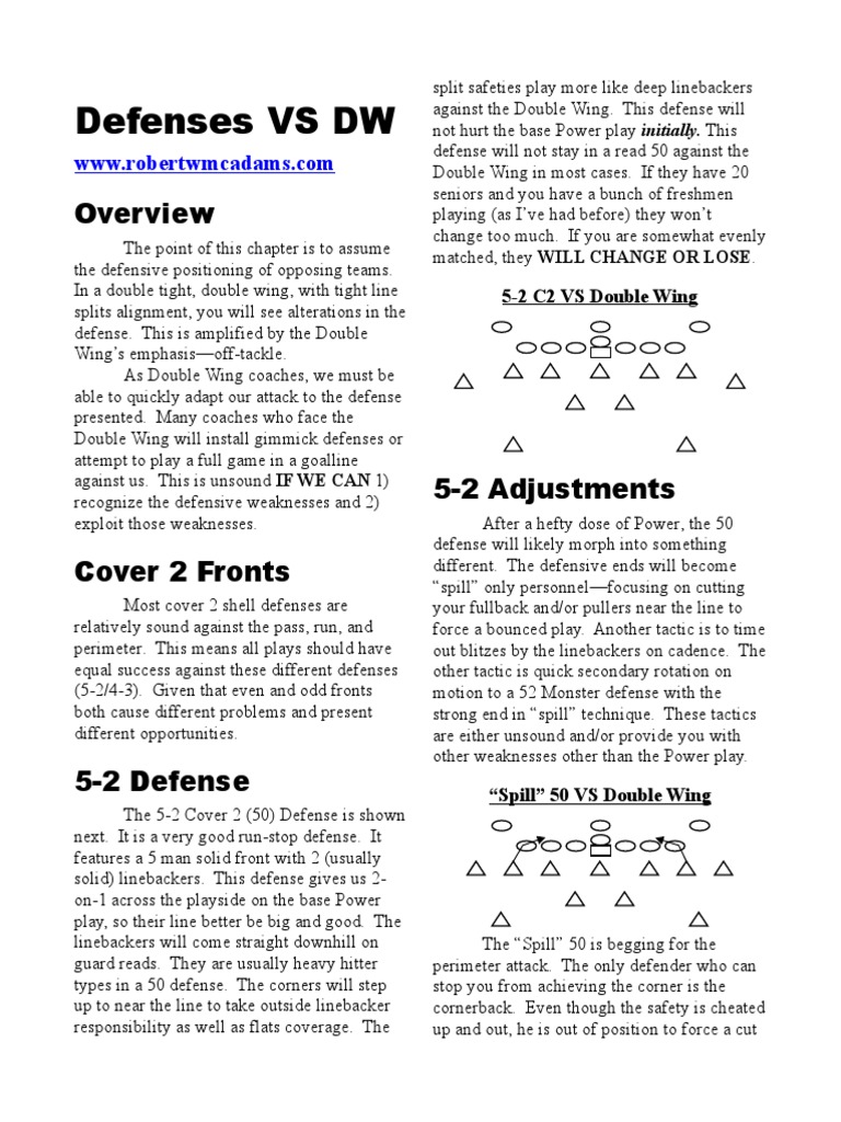 Defenses Vs Double Wing Article | PDF | Team Sports | Sports Rules And ...