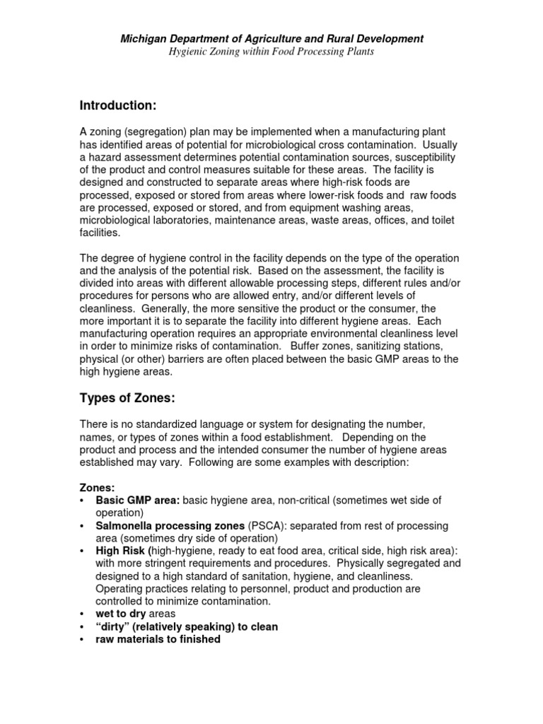 Zoning in Processing Facilities 375003 7 | PDF | Hygiene | Zoning
