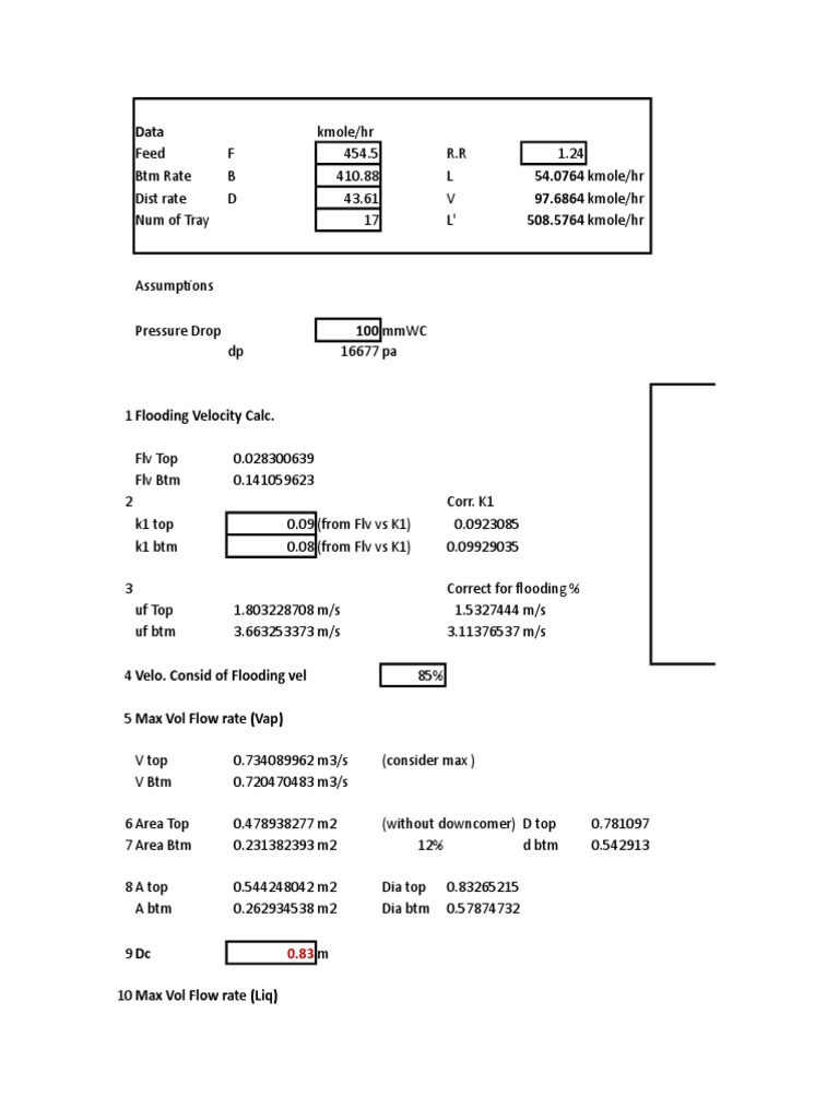 Dist Col Cal. | Download Free PDF | Liquids | Chemical Engineering