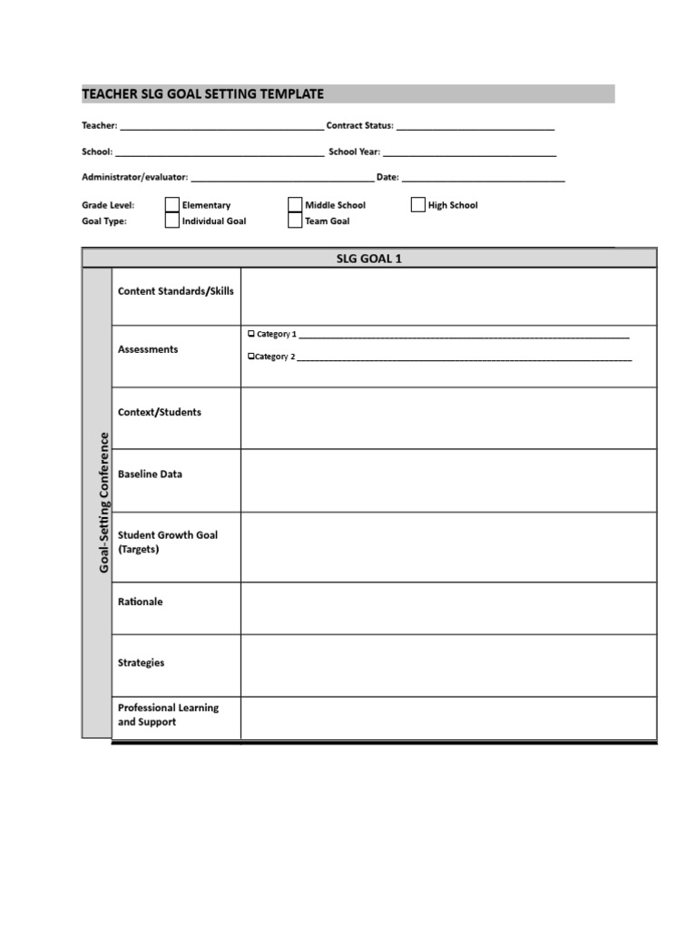 Teacher Goal Setting Template | PDF | Educational Assessment | Applied ...