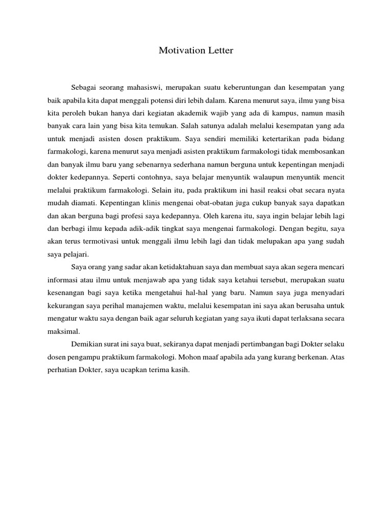Motivation Letter | PDF