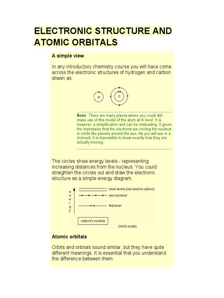 Electronic Structure and Atomic Orbitals | PDF | Electron Configuration | Atomic Orbital