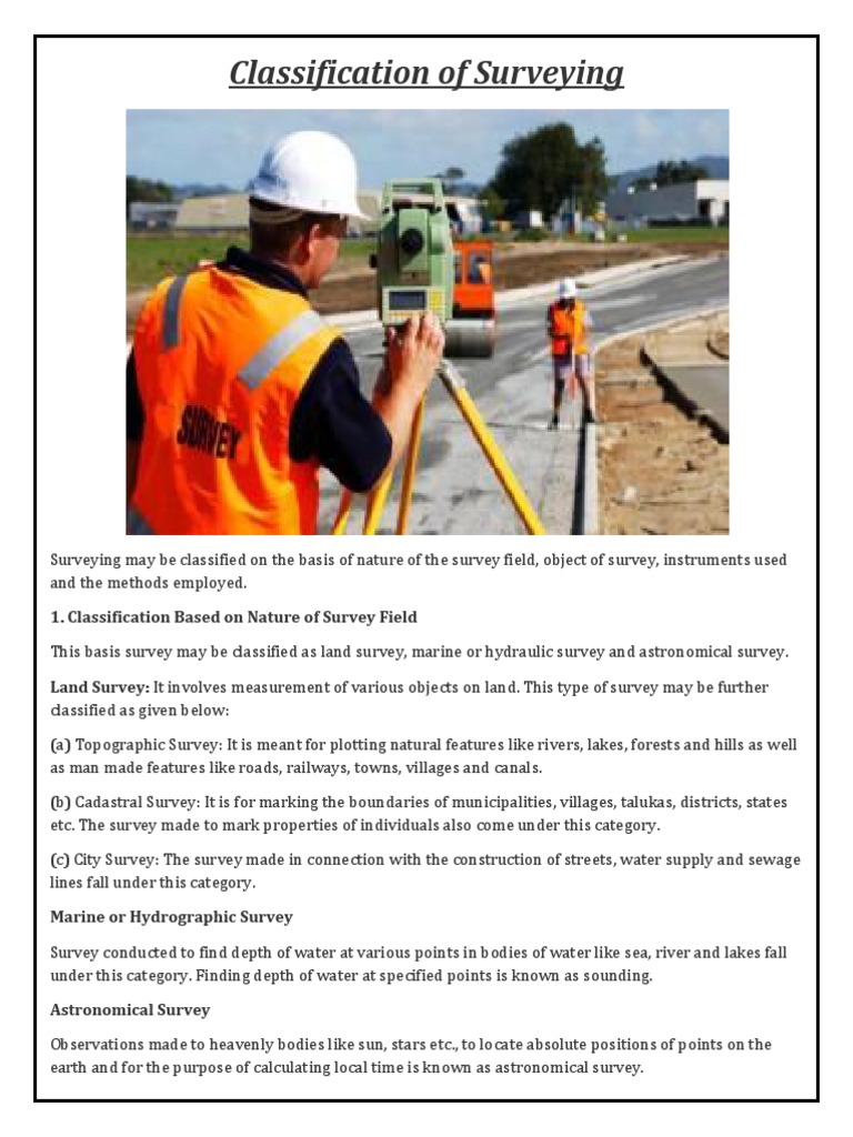 Classification of Surveying PDF | PDF | Surveying | Statistical ...