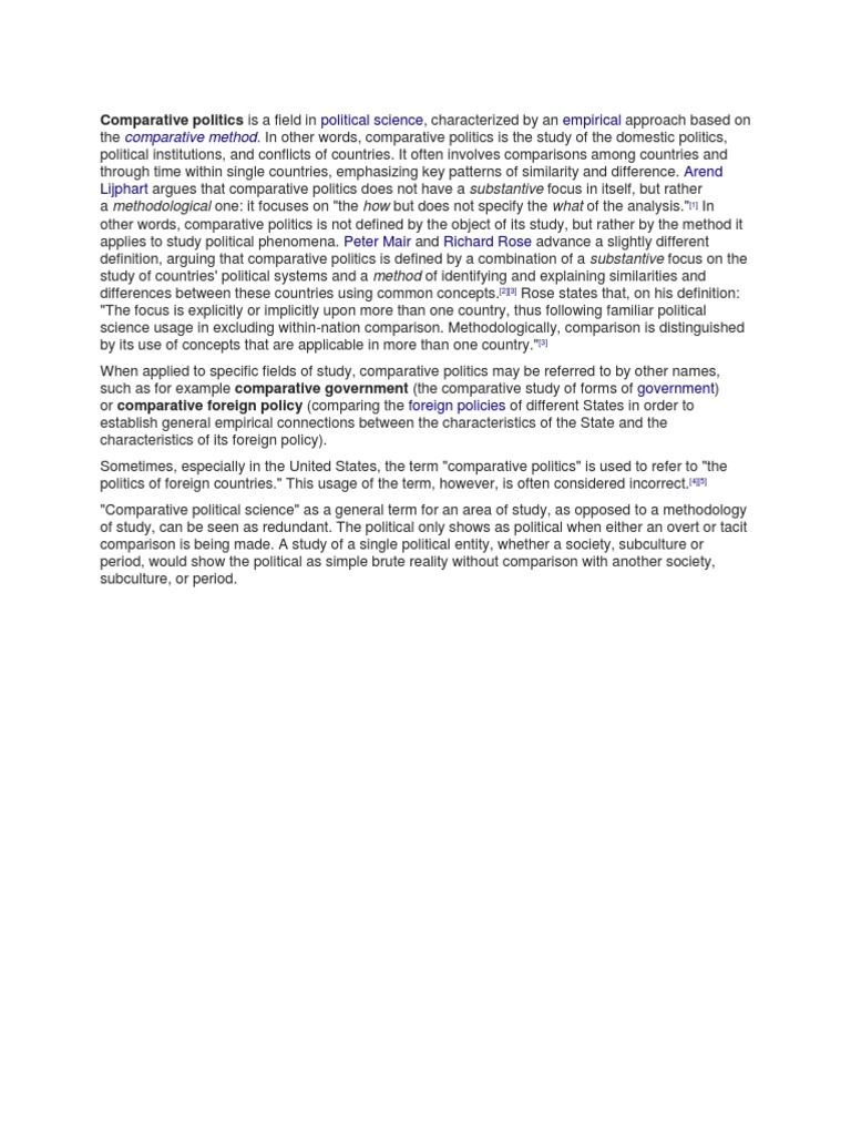 Comparative Method: Comparative Politics Is A Field in | PDF | Academia ...