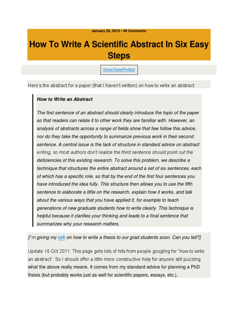 How To Write A Scientific Abstract in Six Easy Steps | Download Free ...