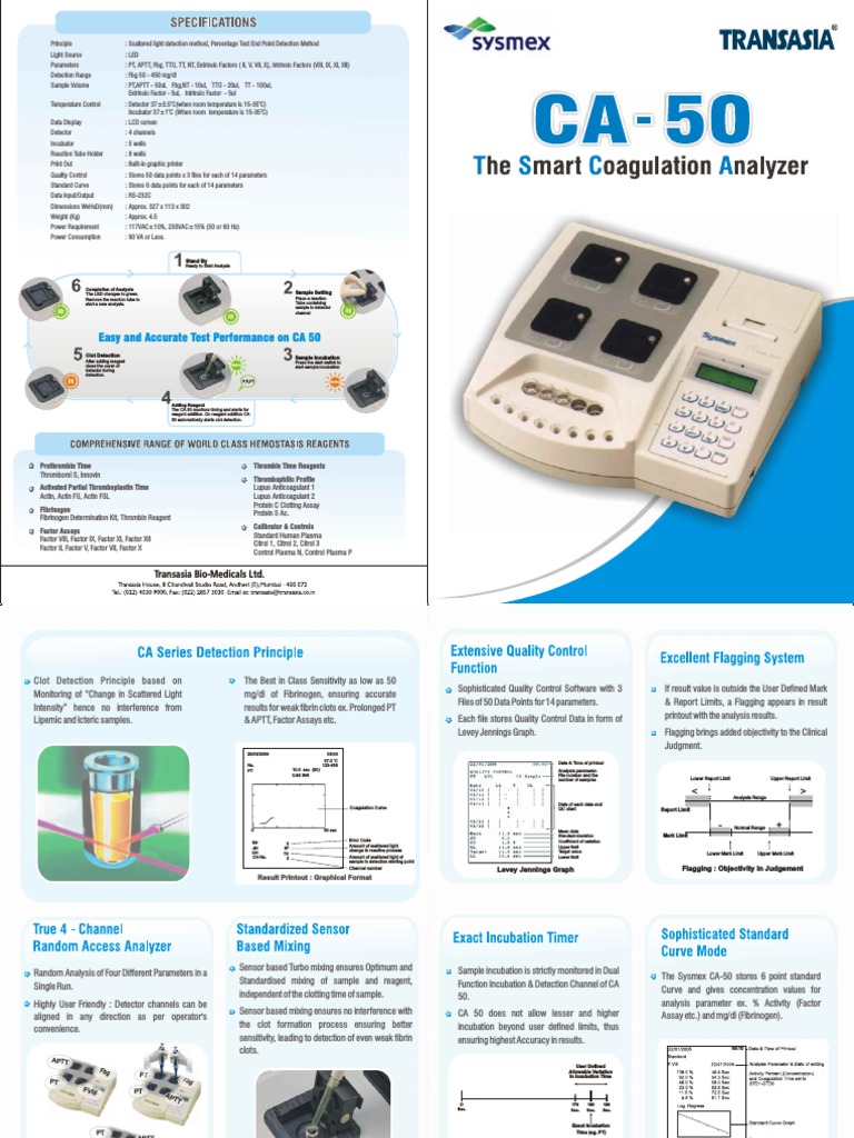 Easy and Accurate Test Performance On CA 50: Transasia Bio-Medicals LTD ...