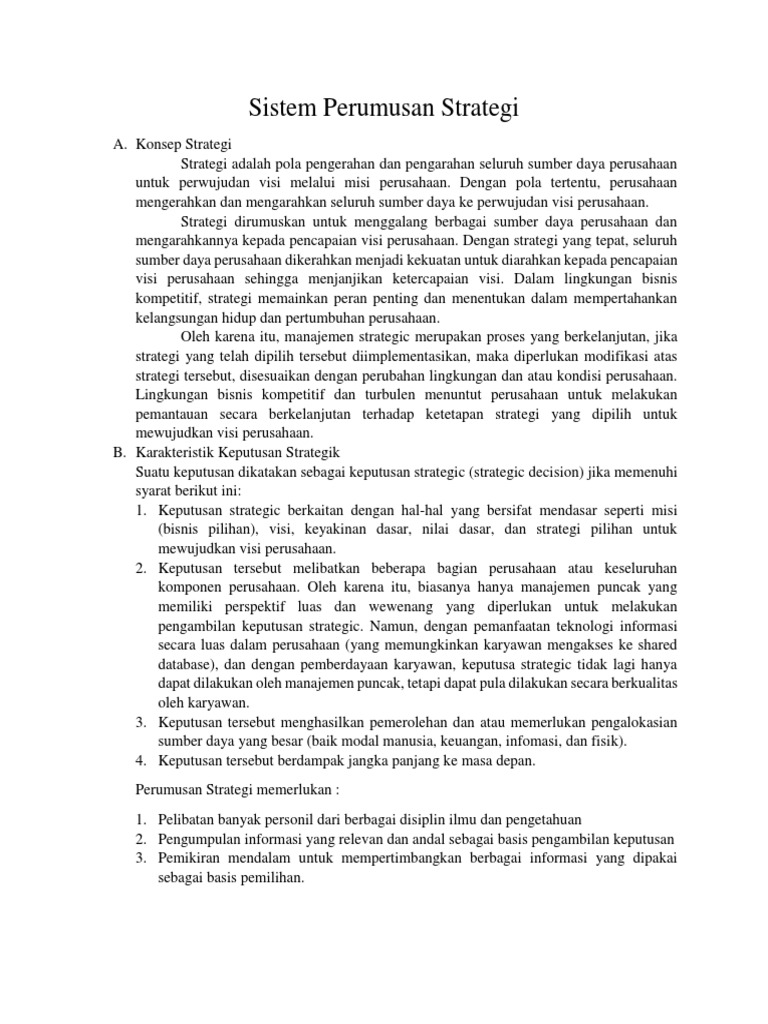 Sistem Perumusan Strategi | PDF | Karier & Perkembangan