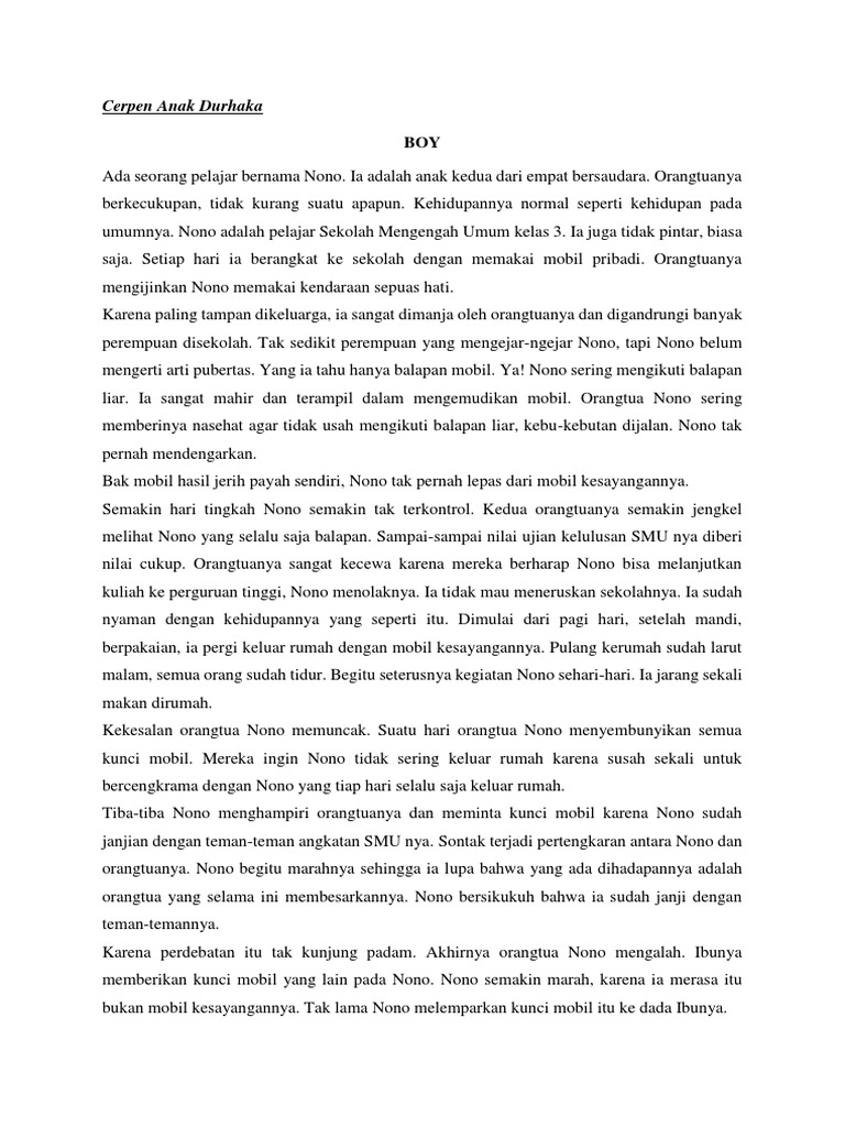 Cerpen Anak Durhaka | PDF