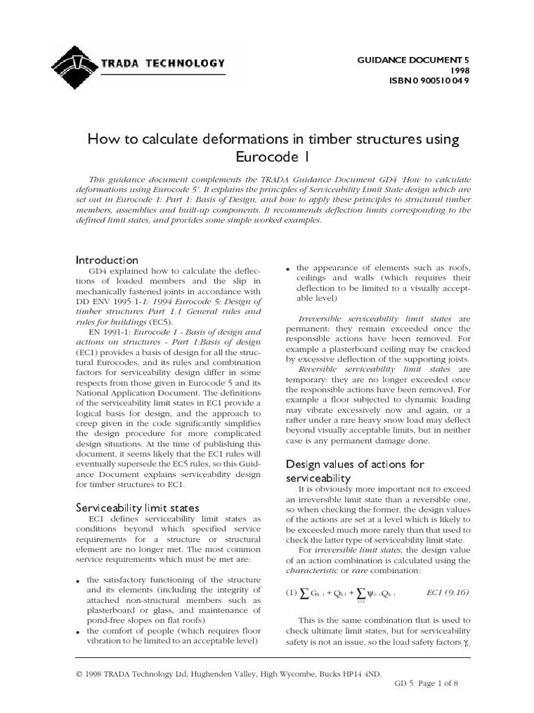 How To Calculate Deformations in Timber Structures Using Eurocode 1 ...