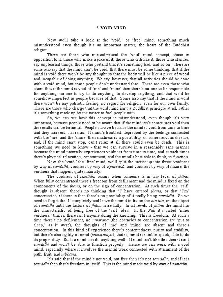 02 - Void Mind | PDF | Dukkha | Mind