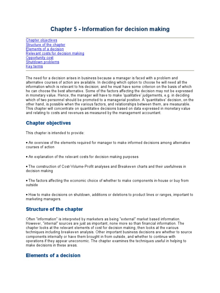 Decision-Making in Business Costs | PDF | Finance & Money Management