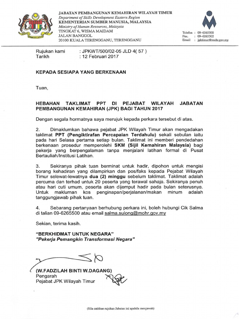 Surat Jemputan Taklimat | PDF