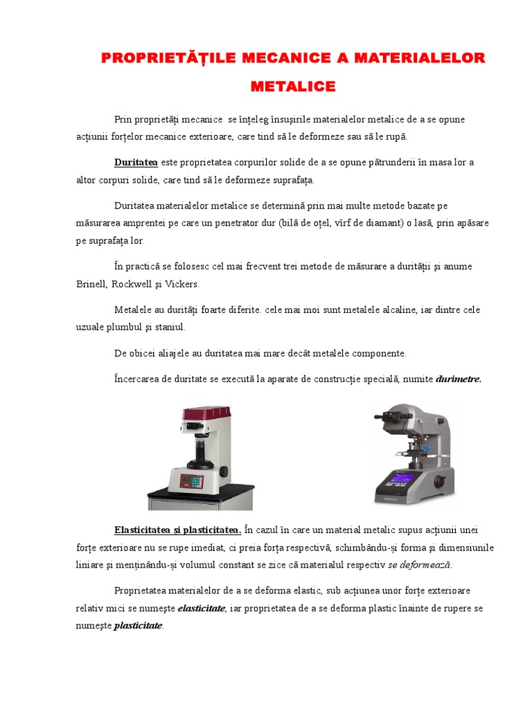 Proprietatile Mecanice Ale Metalelor | PDF