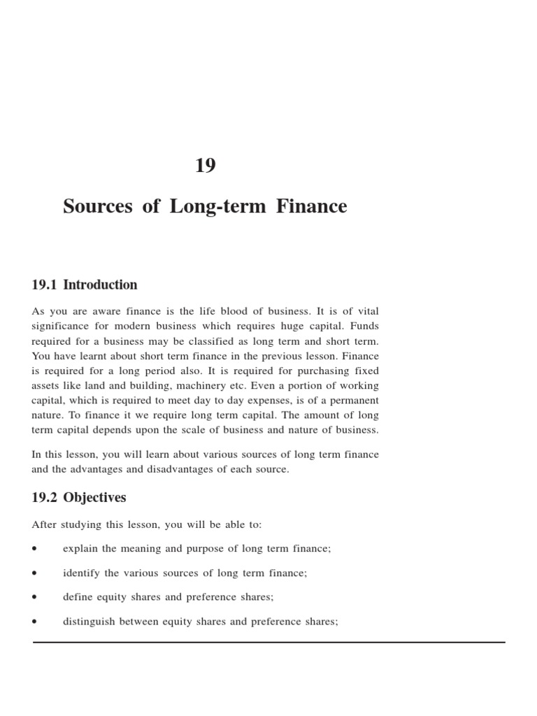Sources of Long-Term Finance | PDF | Debenture | Equity (Finance)