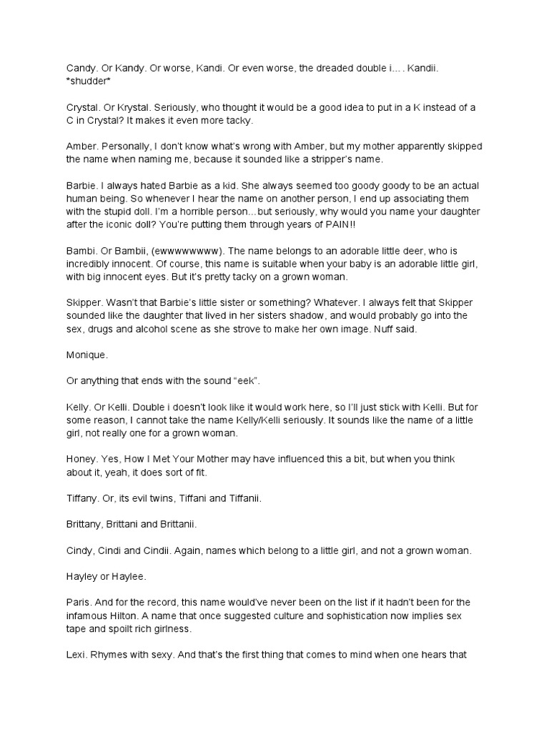 Bimbo Names | Leisure