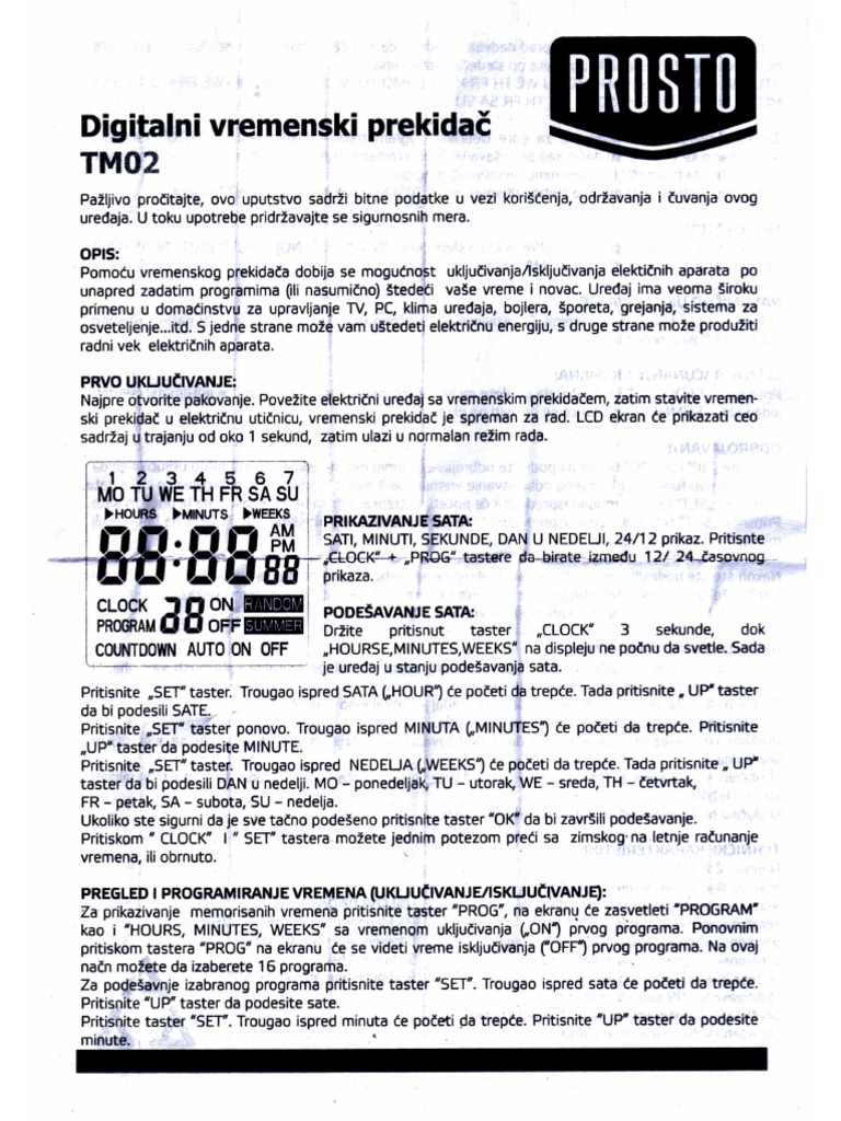 Digitalni Vremenski Prekidac TAJMER | PDF