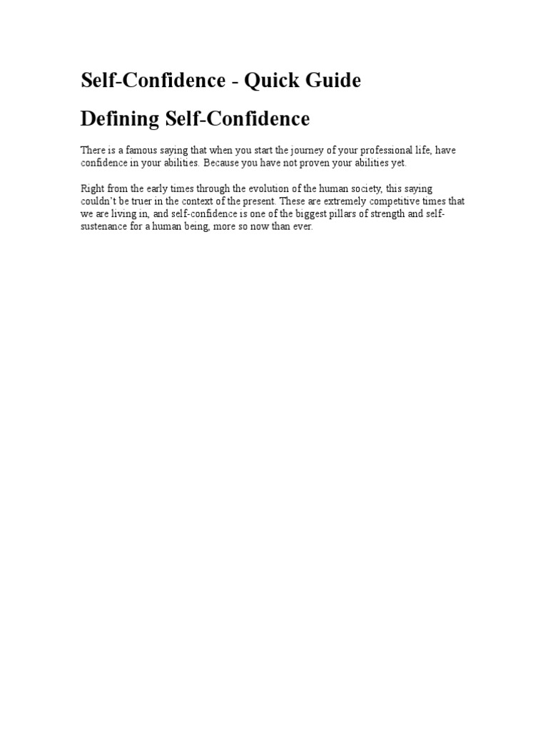 Self Confidence | PDF | Psychological Resilience | Criticism