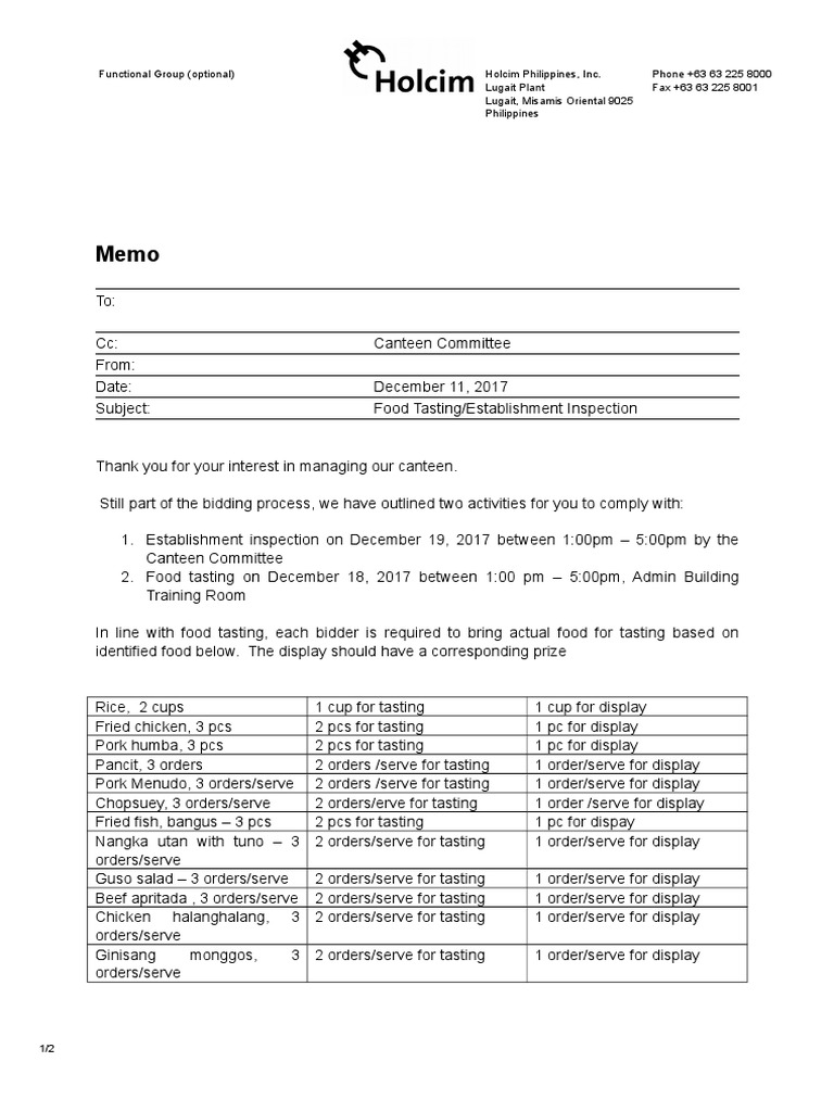 Letter - Food Tasting | PDF | Cuisine | Cooking