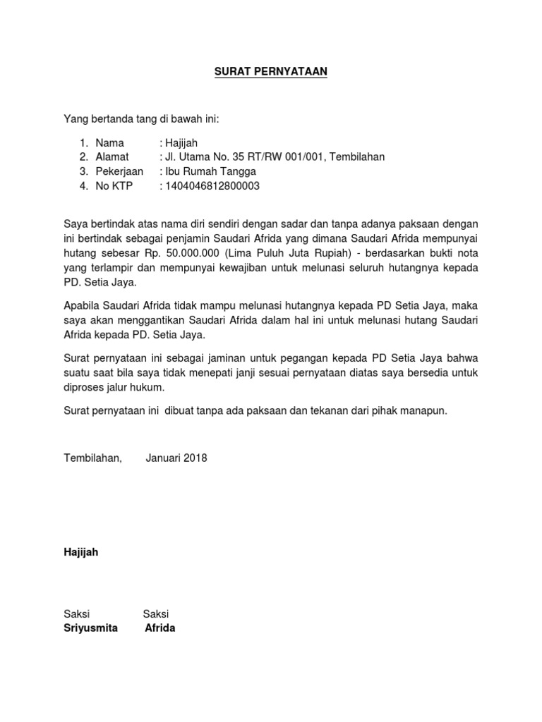 Surat Penjamin | PDF