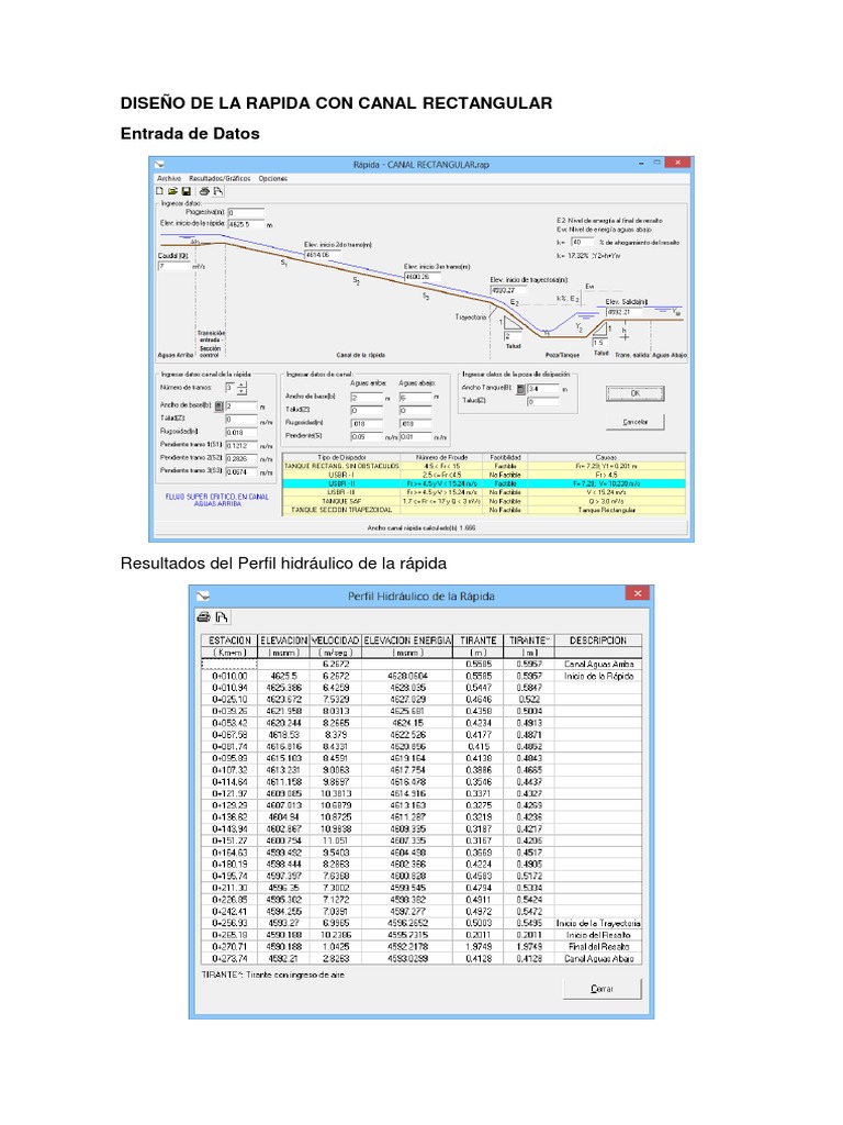 Diseño de La Rapida Con Canal Rectangular | PDF