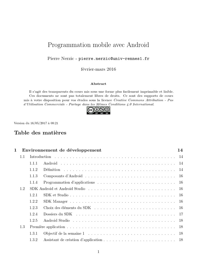 Programmation Mobile Cours Android Jean-Christophe-Delhaye 2018 | PDF | Android (Système d ...